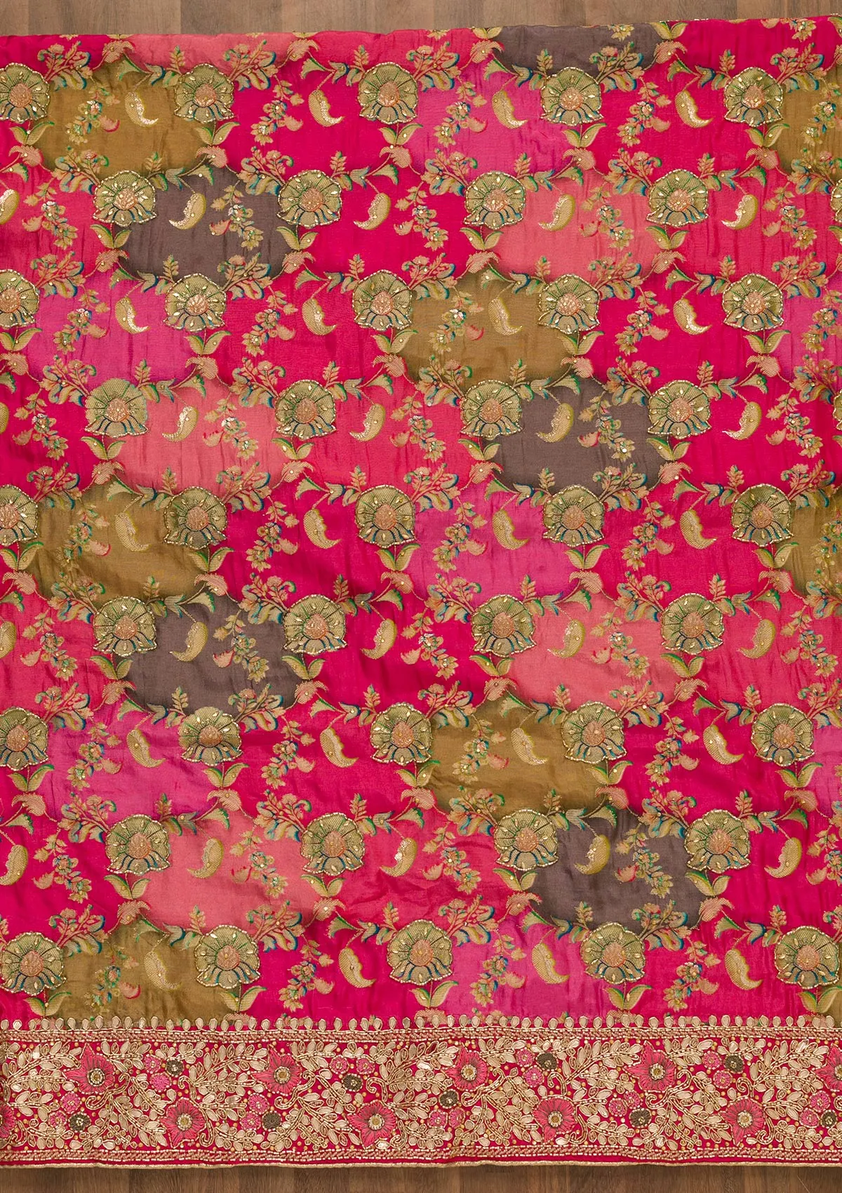 When to Wear a Rani Pink Saree in Stones Cut Dana Embroidery